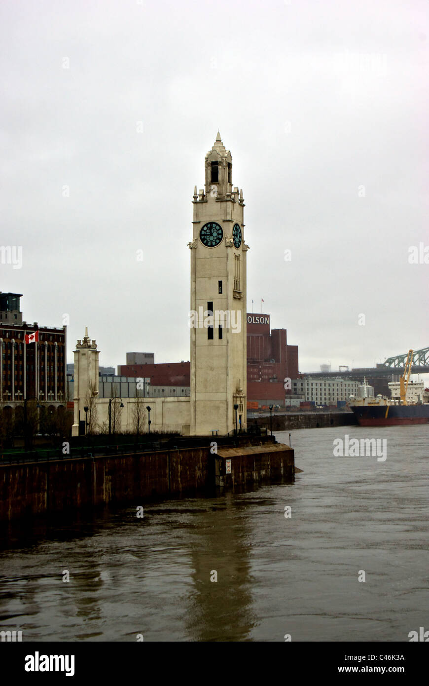Clock tower entrance old Port of Montreal Quebec commemorates lost ...