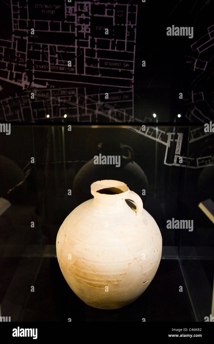 Photograph of a pottery jar on display at the Masada's museum of ...