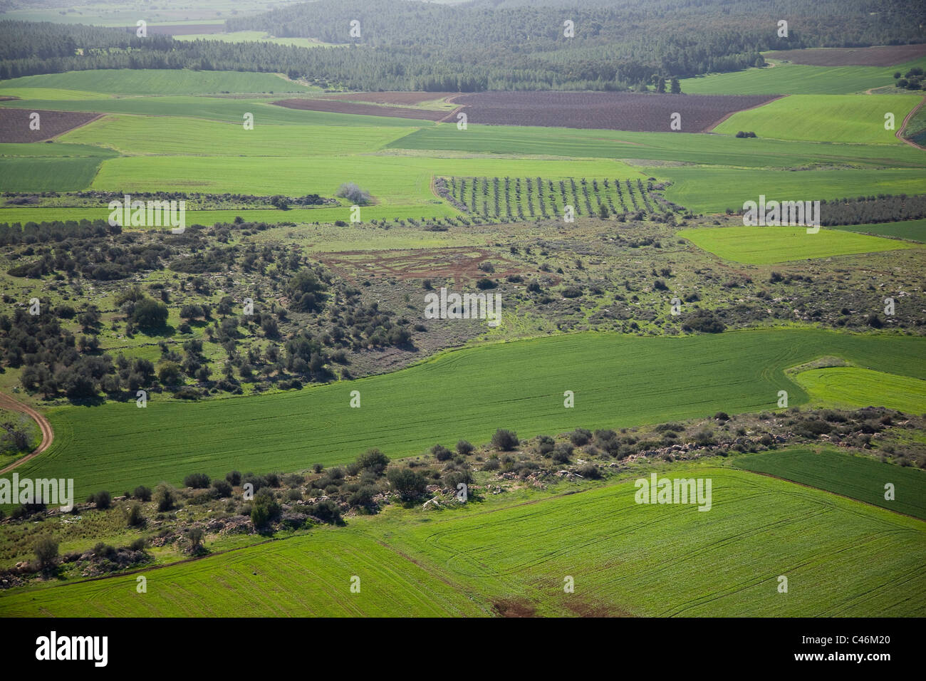 Aerial photograph of the agriculture fields of the Plain Stock Photo ...