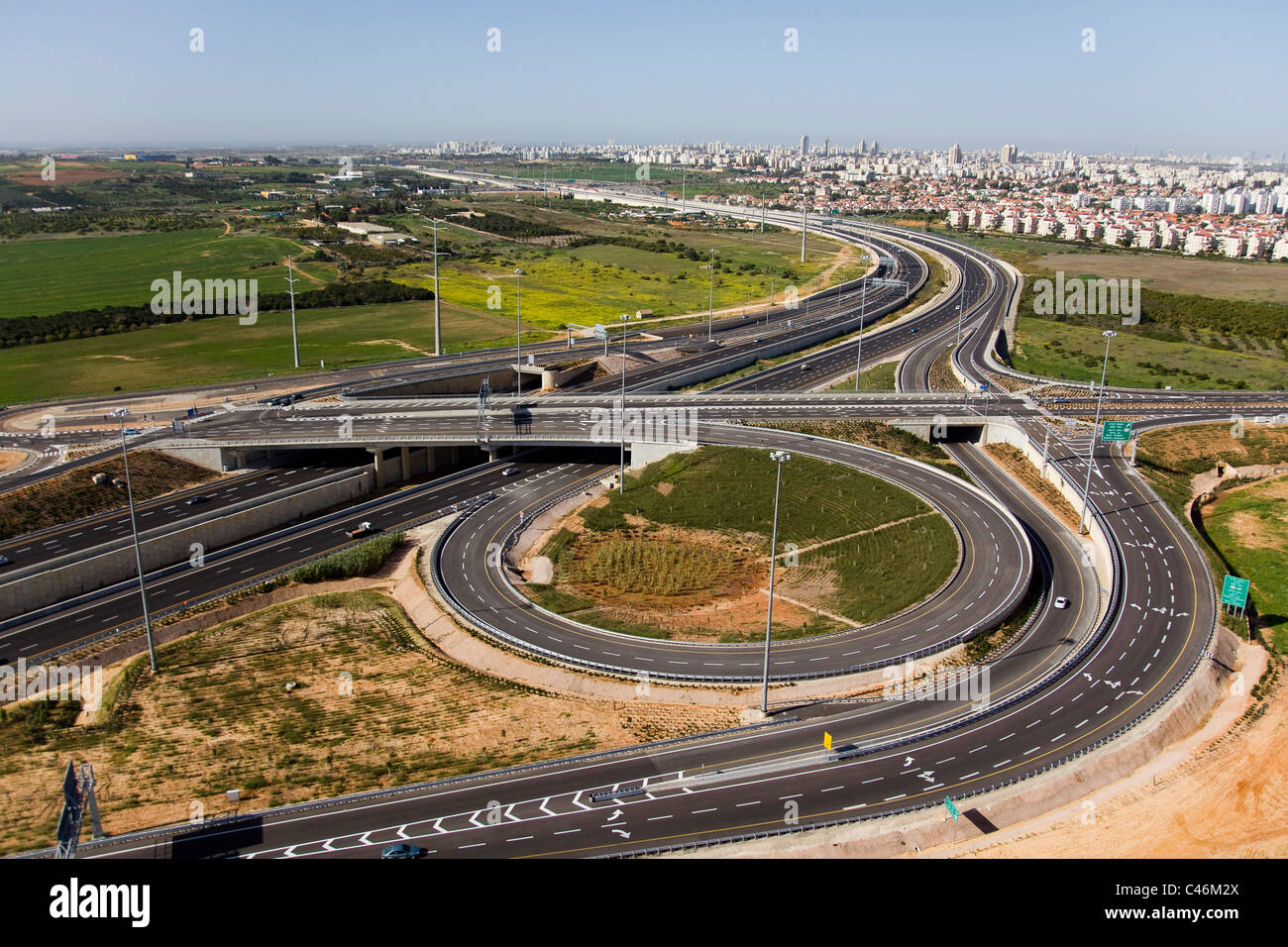 Aerial photograph of the eastern quarters of the city of Ramla in the ...