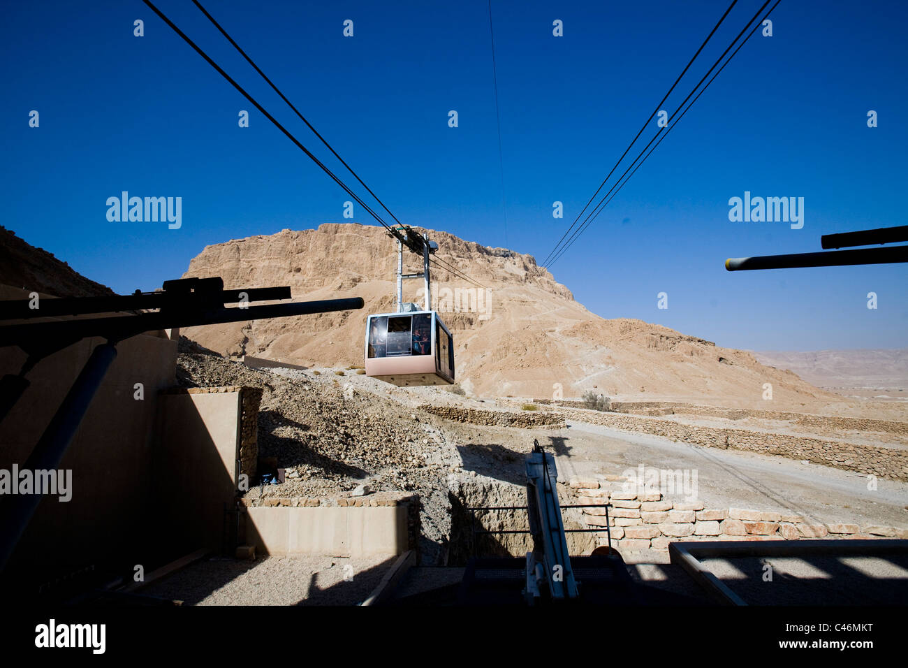 Photograph of the cable car of Masada Stock Photo - Alamy