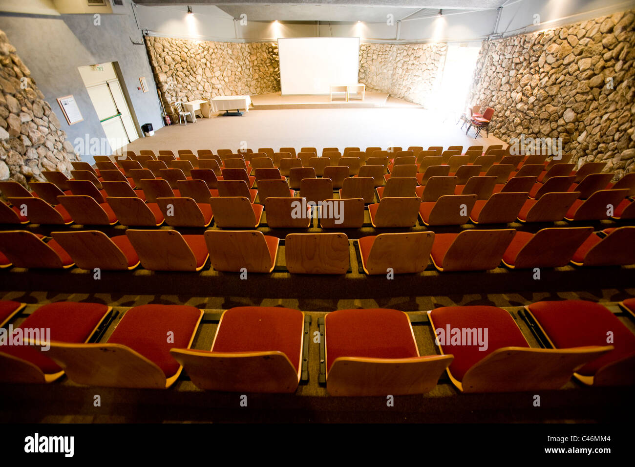 Photograph of the auditorium of the Masada museum in the Judean desert ...