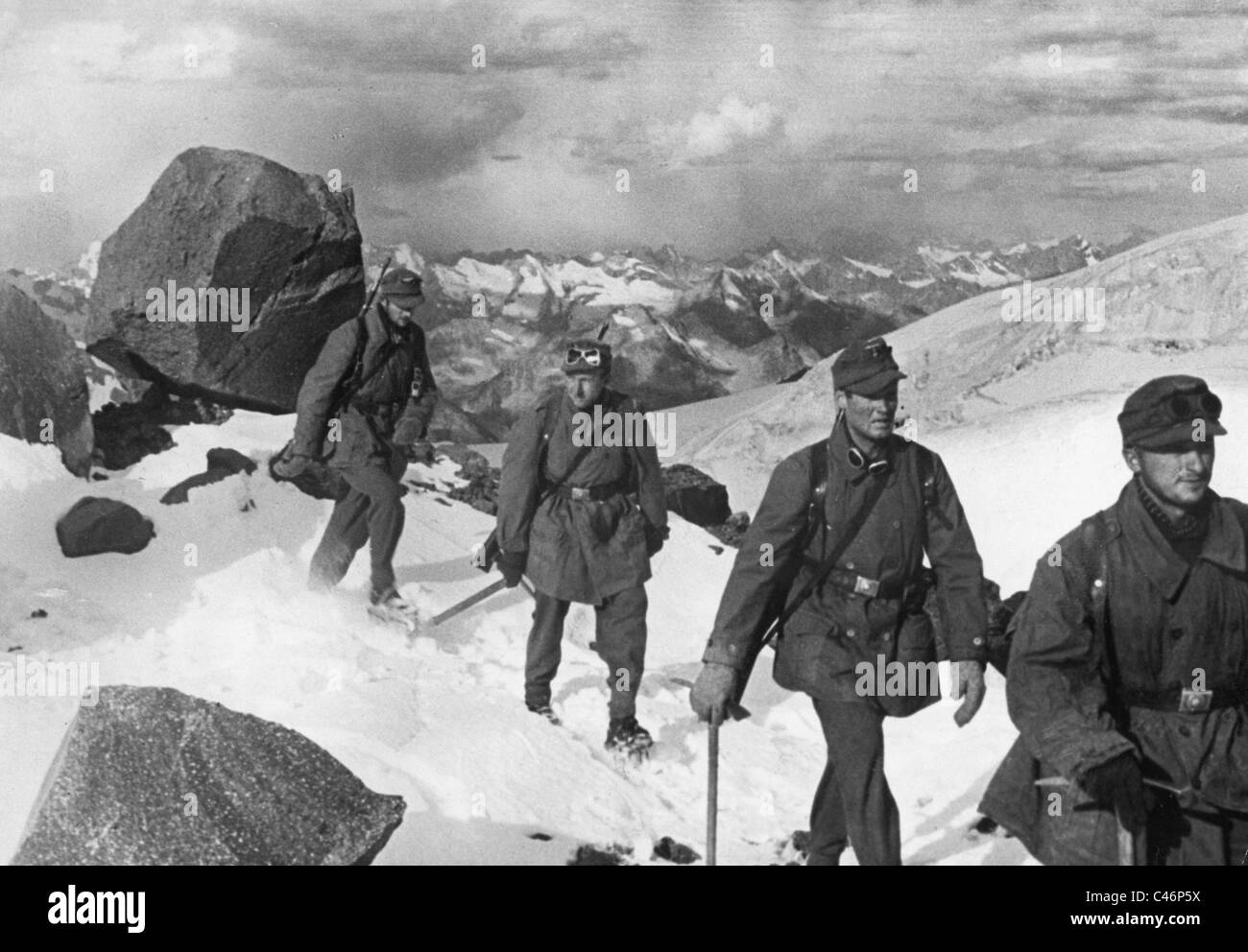 Troops in the Caucasus mountains, 1942 (b/w photo Stock Photo - Alamy