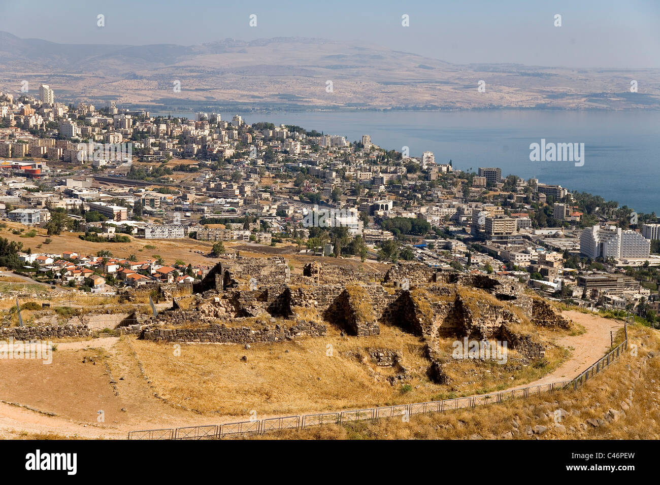 Aerial photograph of mount Berenice in the sea of Galilee Stock Photo ...
