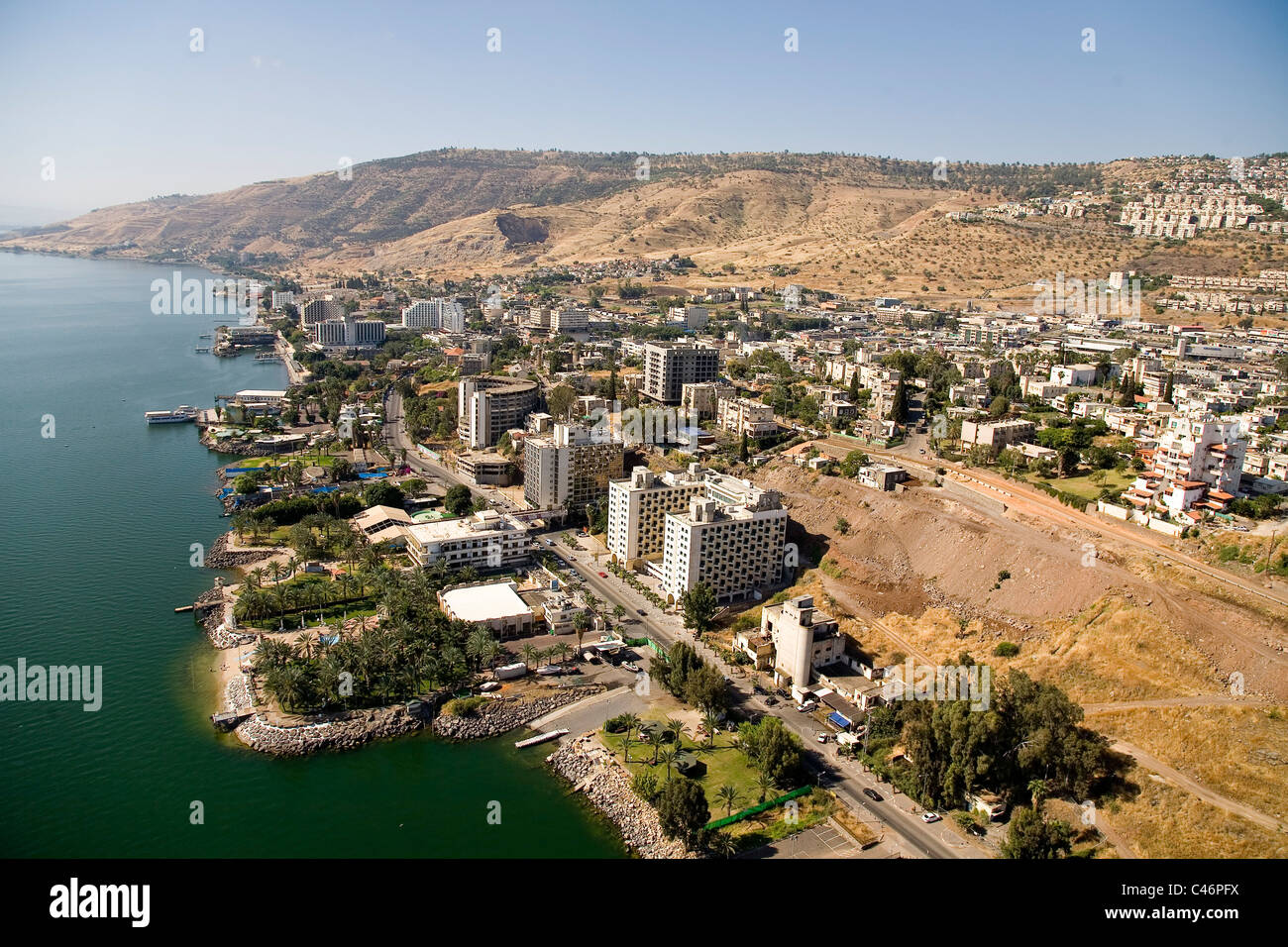 Aerial photograph of the city of Tiberias in the Sea of Galilee Stock ...