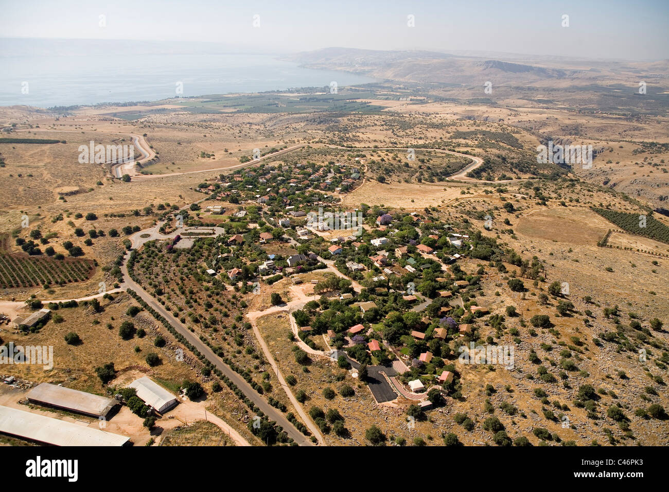 Aerial photograph of the village of Kahal in the sea of Galilee Stock ...
