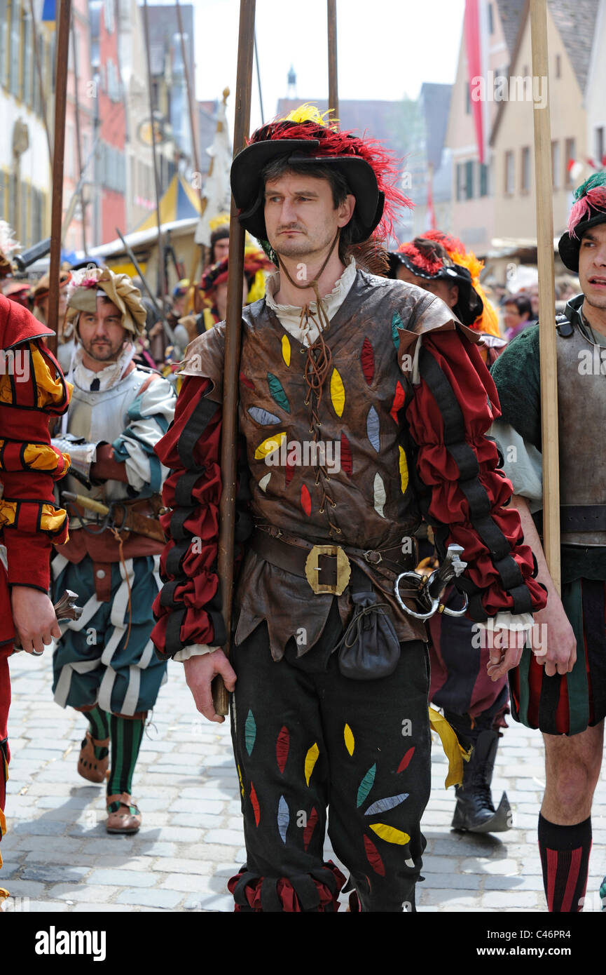 performers at medieval festival in town Oettingen in Bavaria, Germany ...