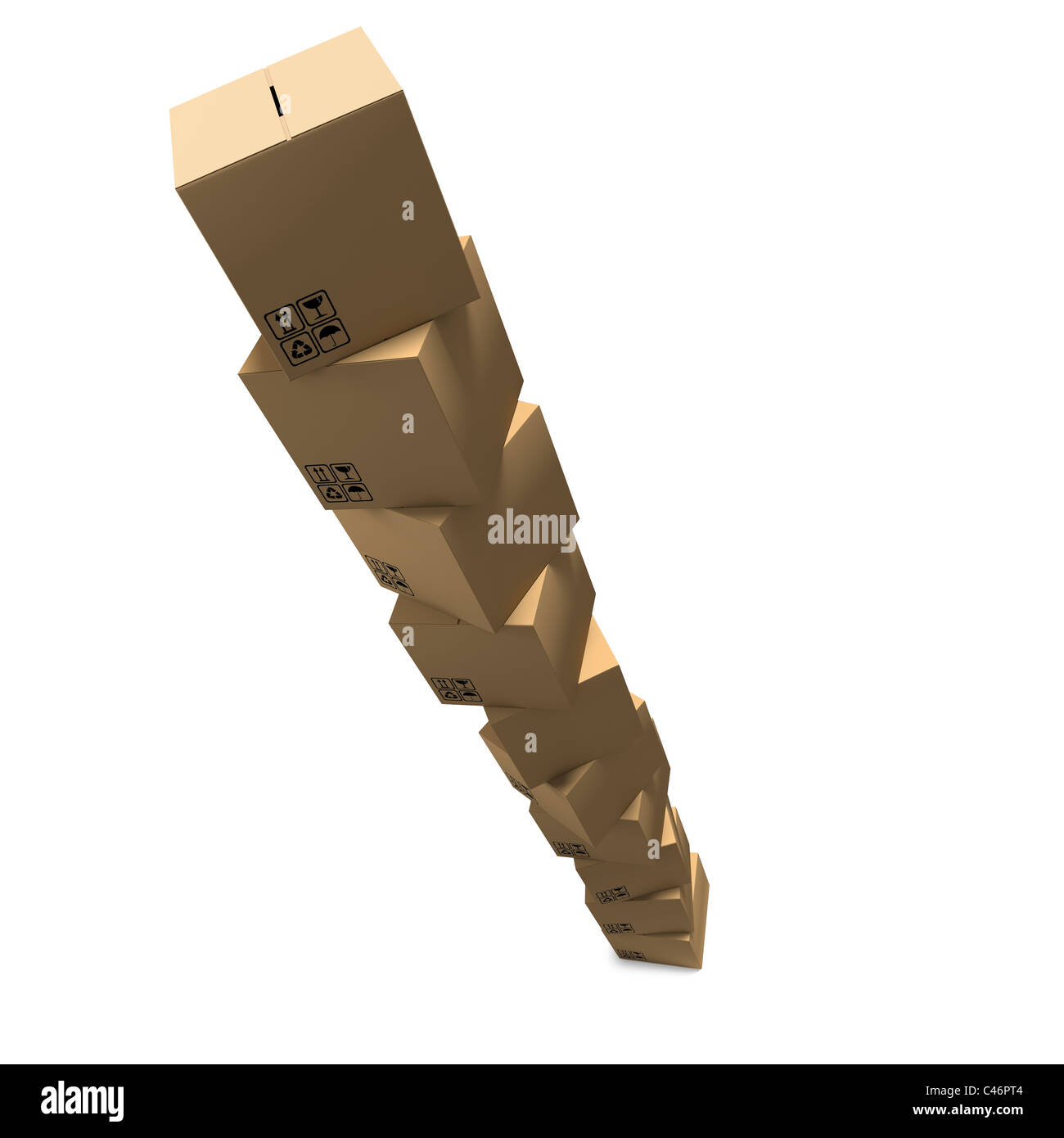 High angle view of a tower of cardboard boxes Stock Photo - Alamy