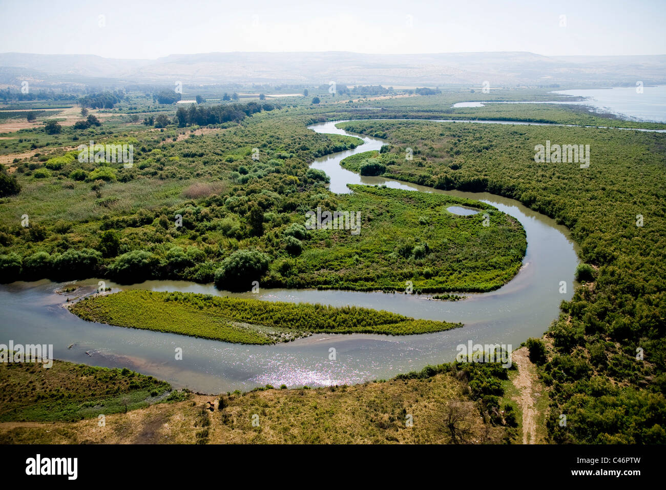 Aerial photograph of the northern basin of the Sea of Galilee Stock ...