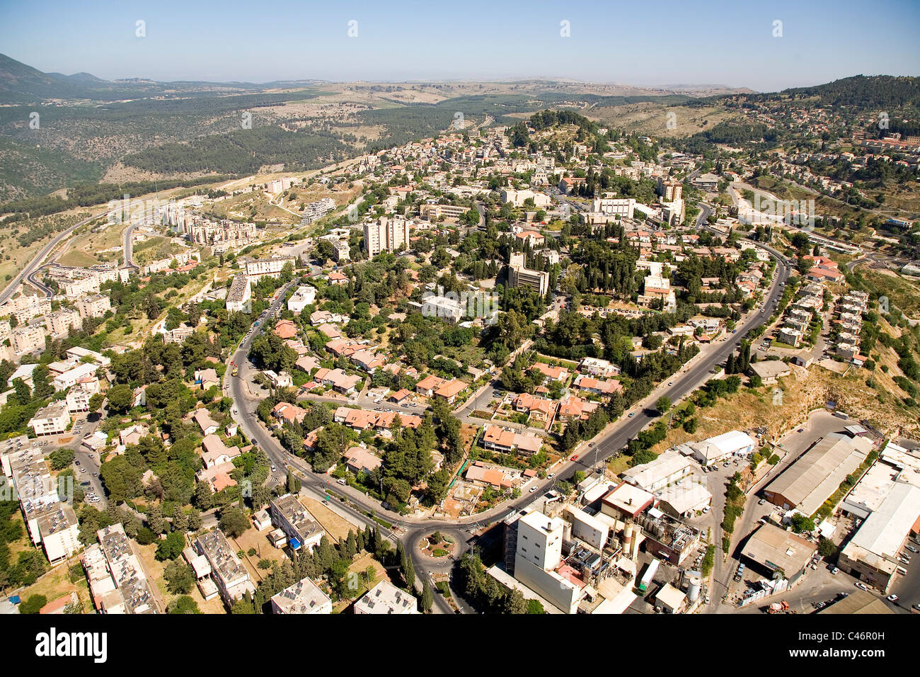 Aerial photograph of the town of Zefat in the Upper Galilee Stock Photo ...