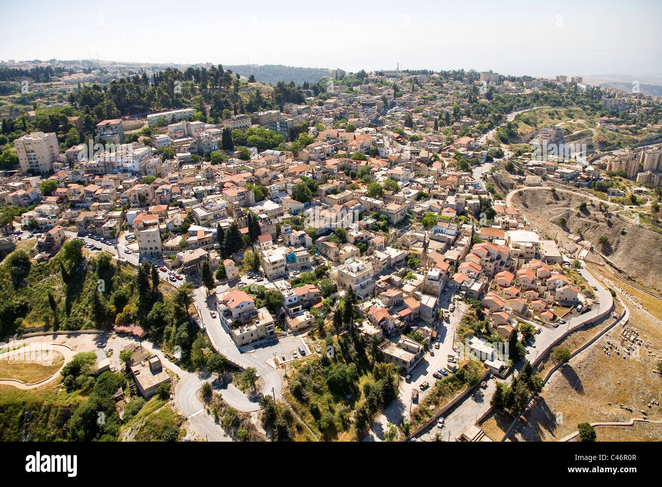 Aerial photograph of the town of Zefat in the Upper Galilee Stock Photo ...
