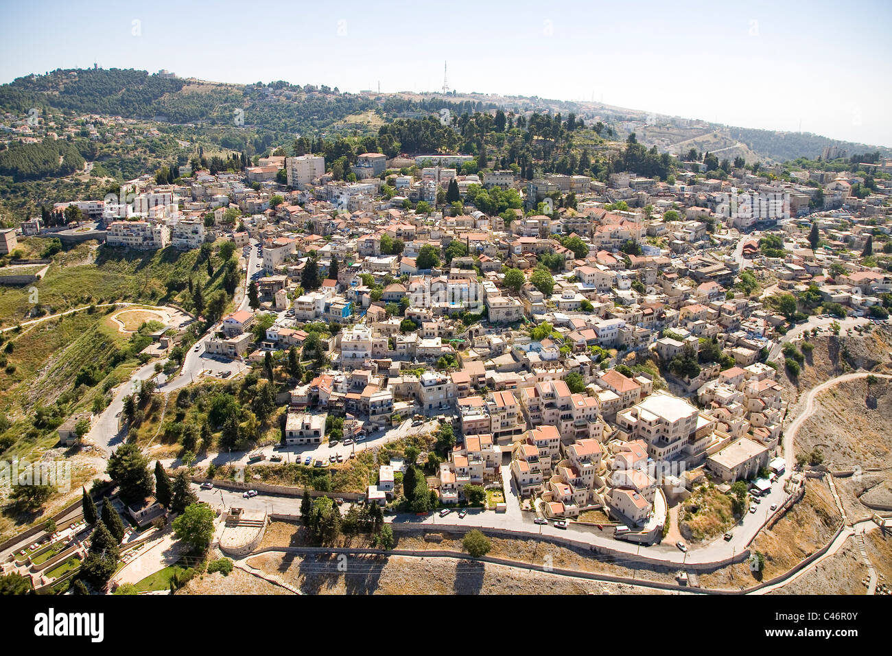Aerial photograph of the town of Zefat in the Upper Galilee Stock Photo ...