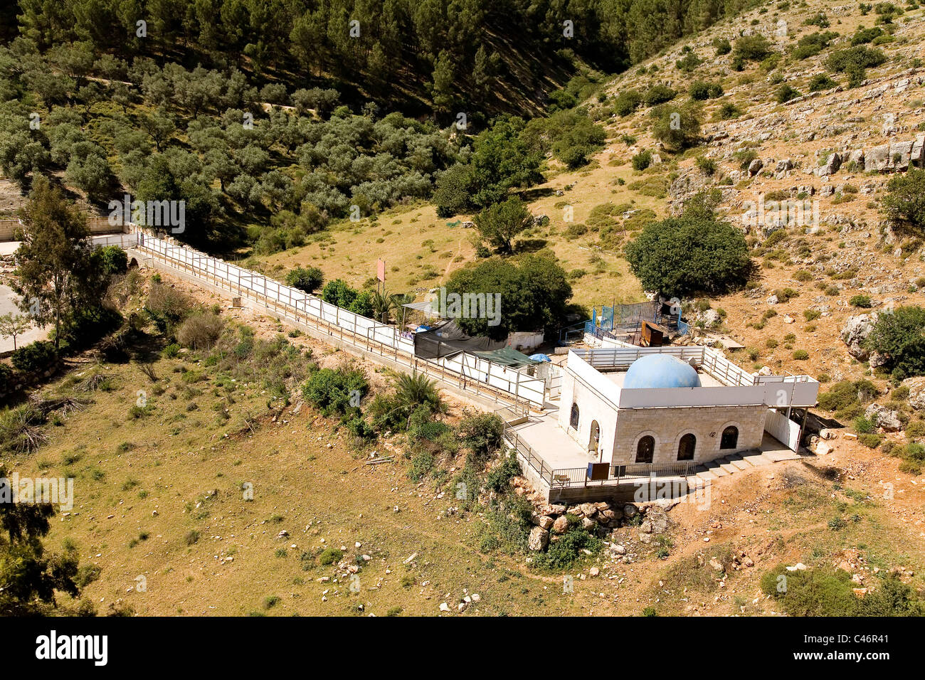 Aerial photograph of a tombs of the just in mount Miron in the Upper ...