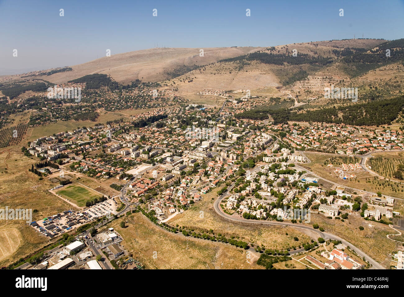 Aerial photograph of the village of Hazor Ha'Glilit in the Upper ...
