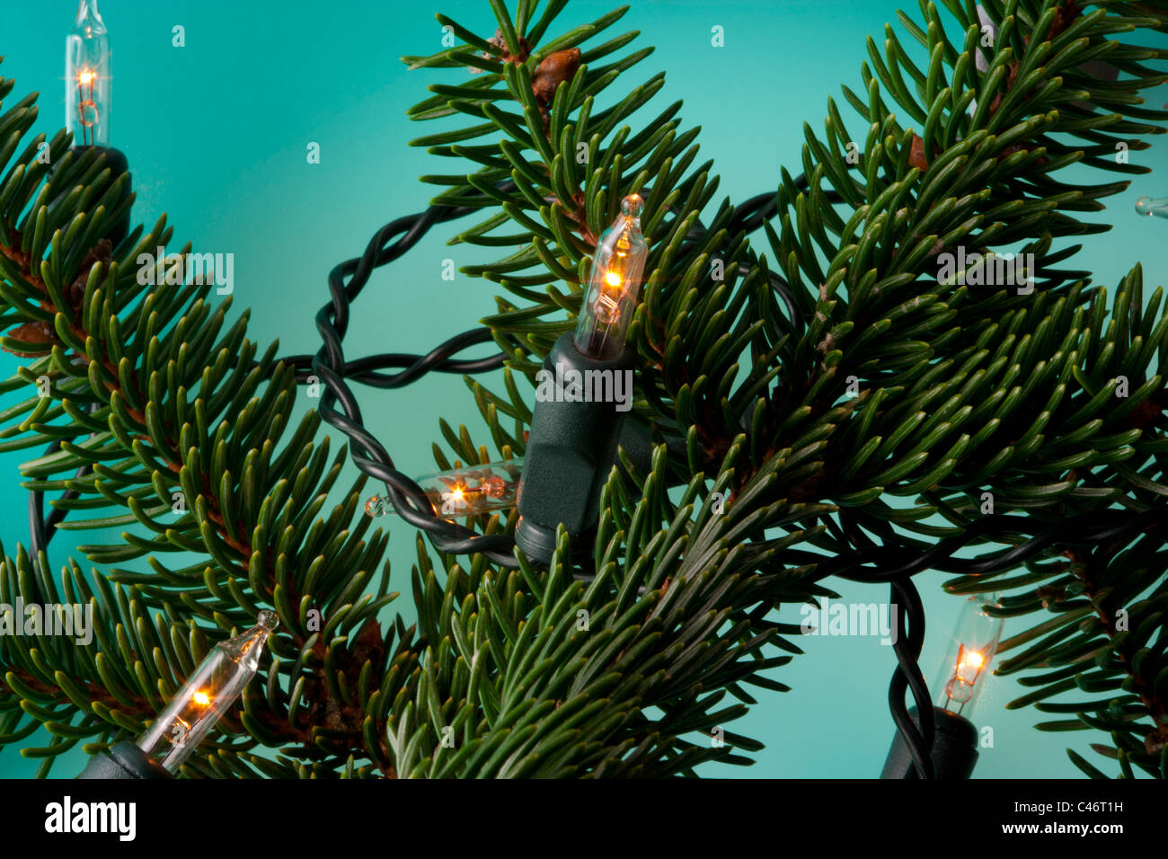 Christmas tree with Christmas lights Stock Photo - Alamy