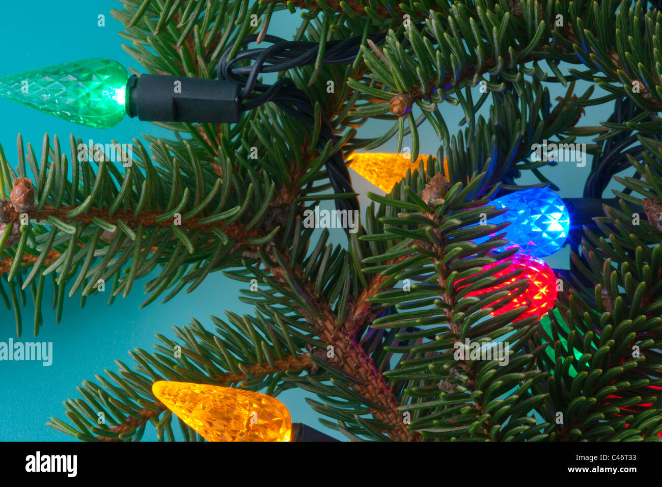 Christmas tree with Christmas lights Stock Photo - Alamy