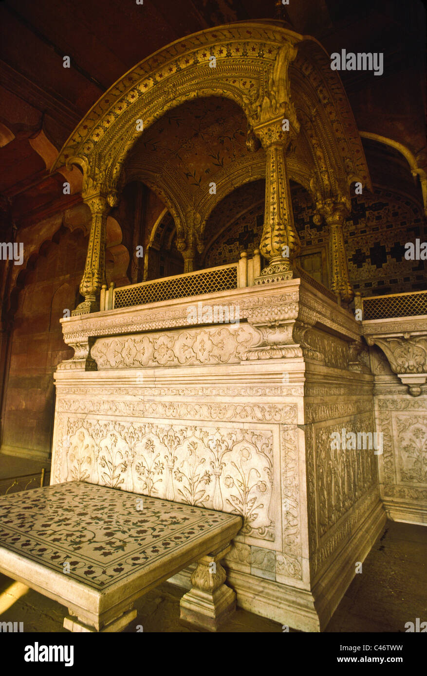 Lal Quila or Red Fort (marble throne pedestal), now a UNESCO World ...