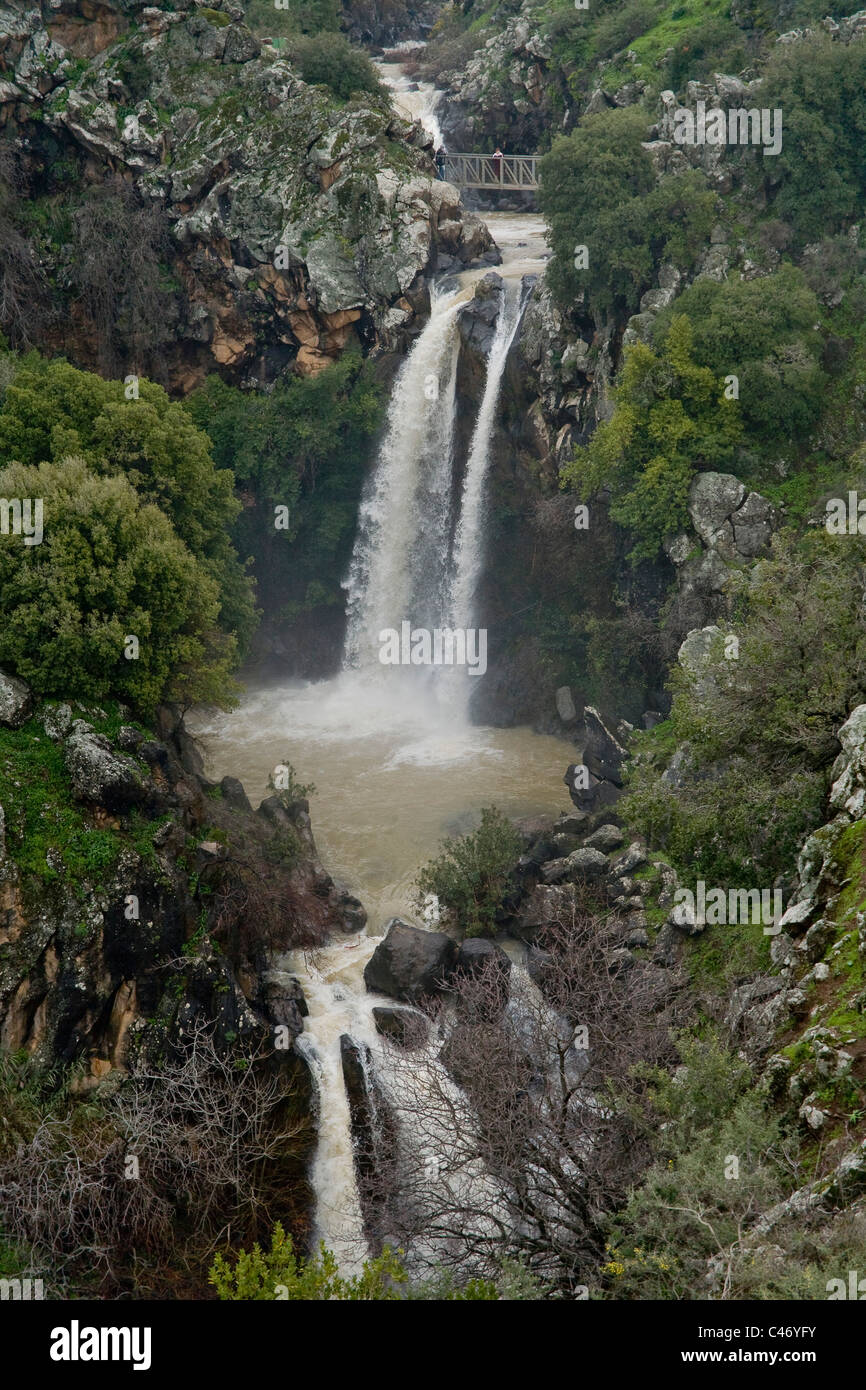 Aerial photograph of the Sa'ar waterfall in the Golan Heights Stock ...