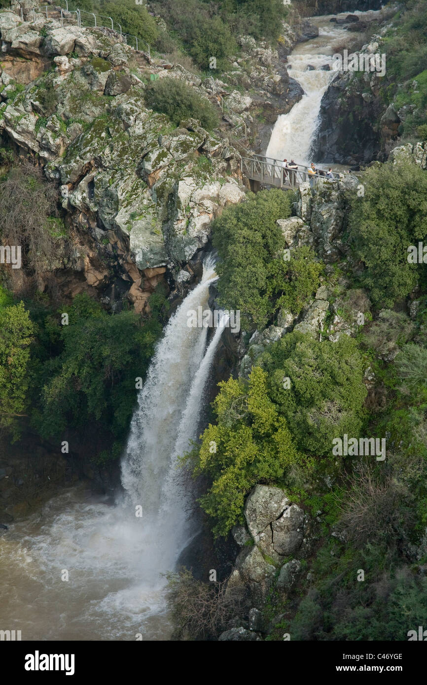 Aerial photograph of the Sa'ar waterfall in the Golan Heights Stock ...