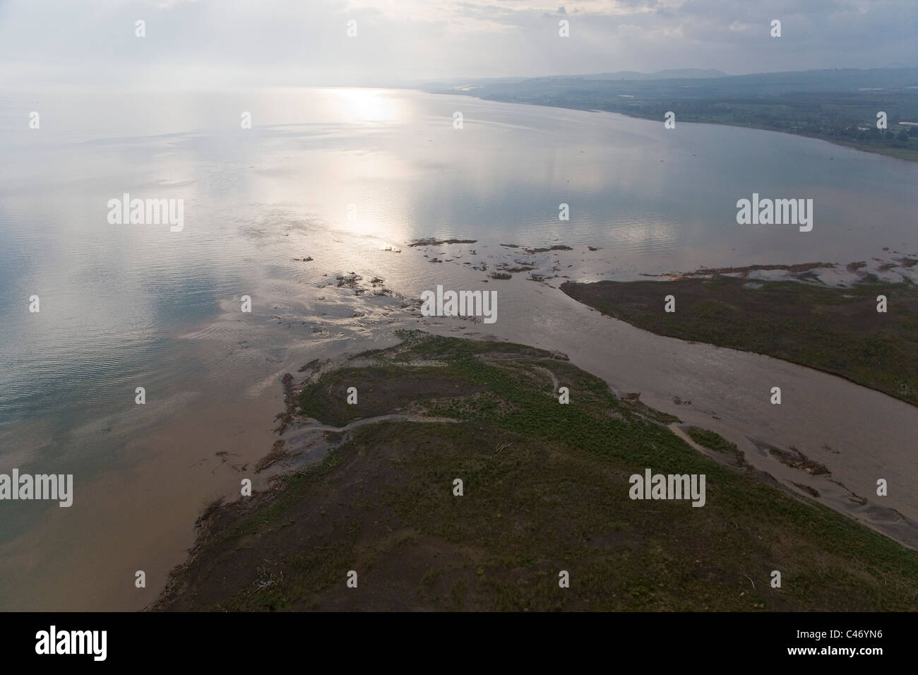 Aerial photograph of the northern basin of the sea of Galilee Stock ...