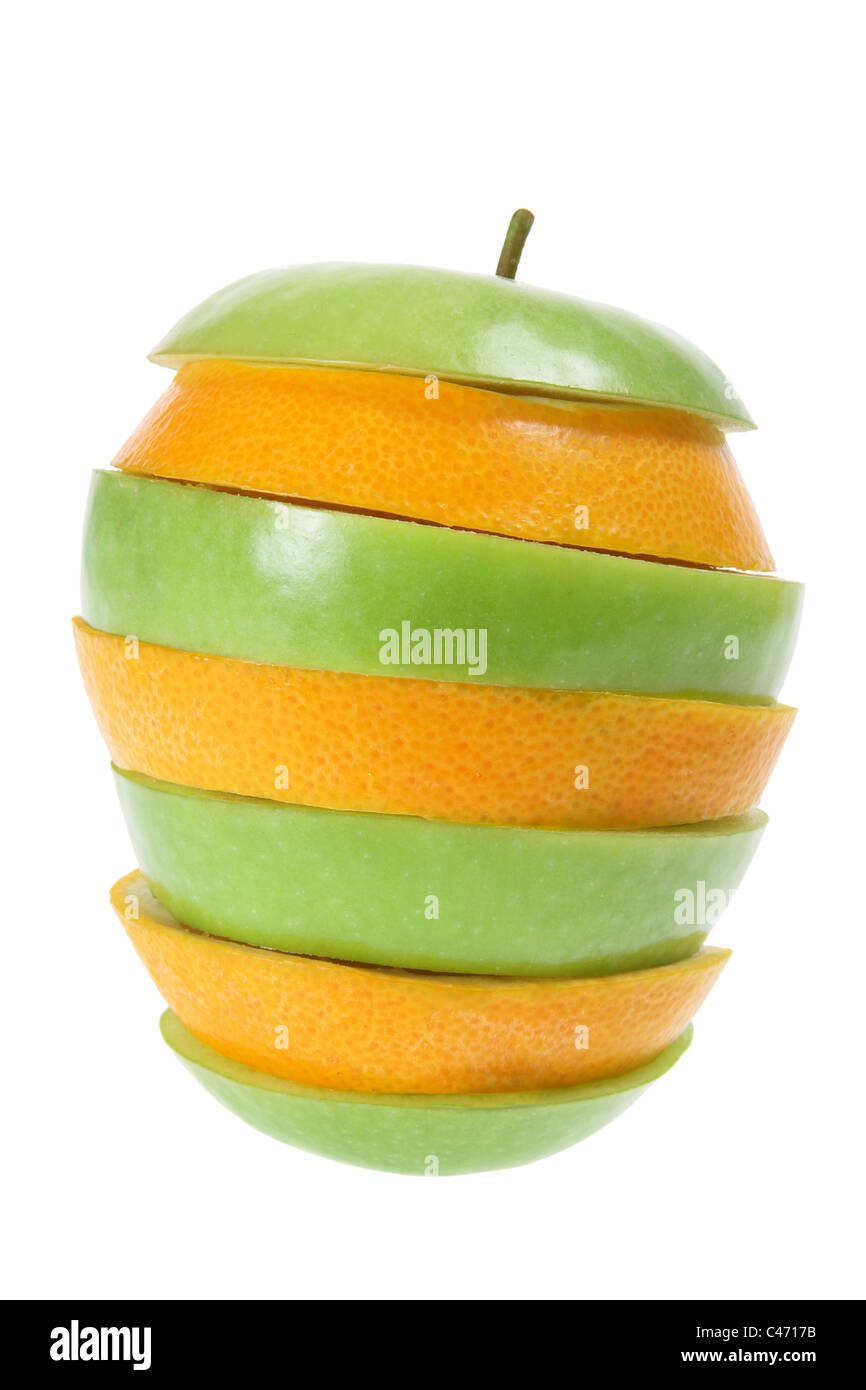 Stack of Sliced Apple and Orange Stock Photo - Alamy