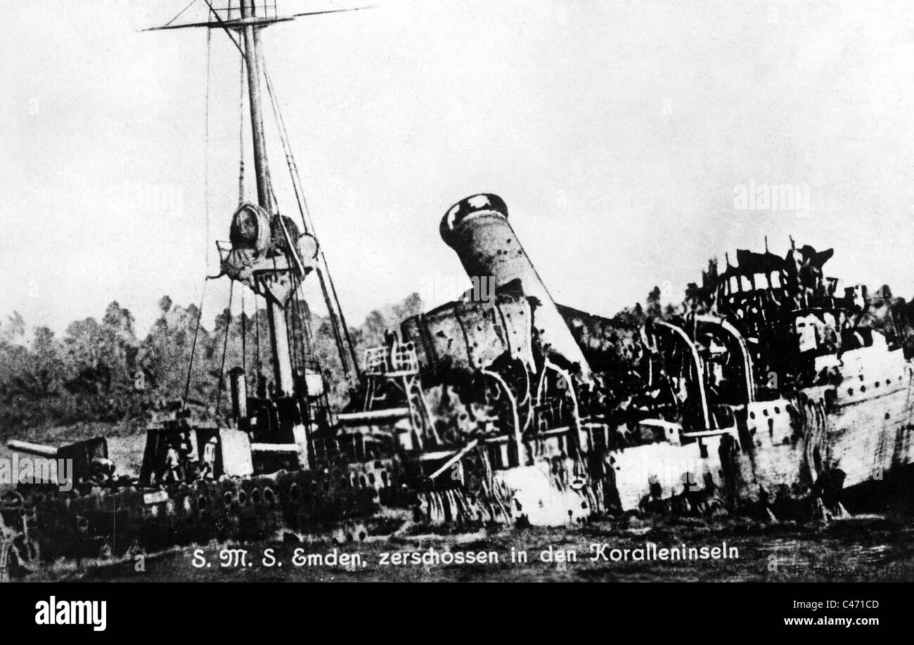 First World War: Cruiser 'Emden' in the Indian Ocean, 1914 Stock Photo ...