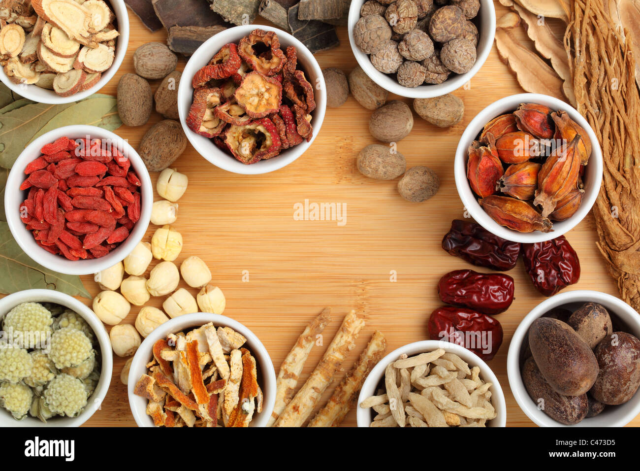 variety of spices on wooden board Stock Photo - Alamy