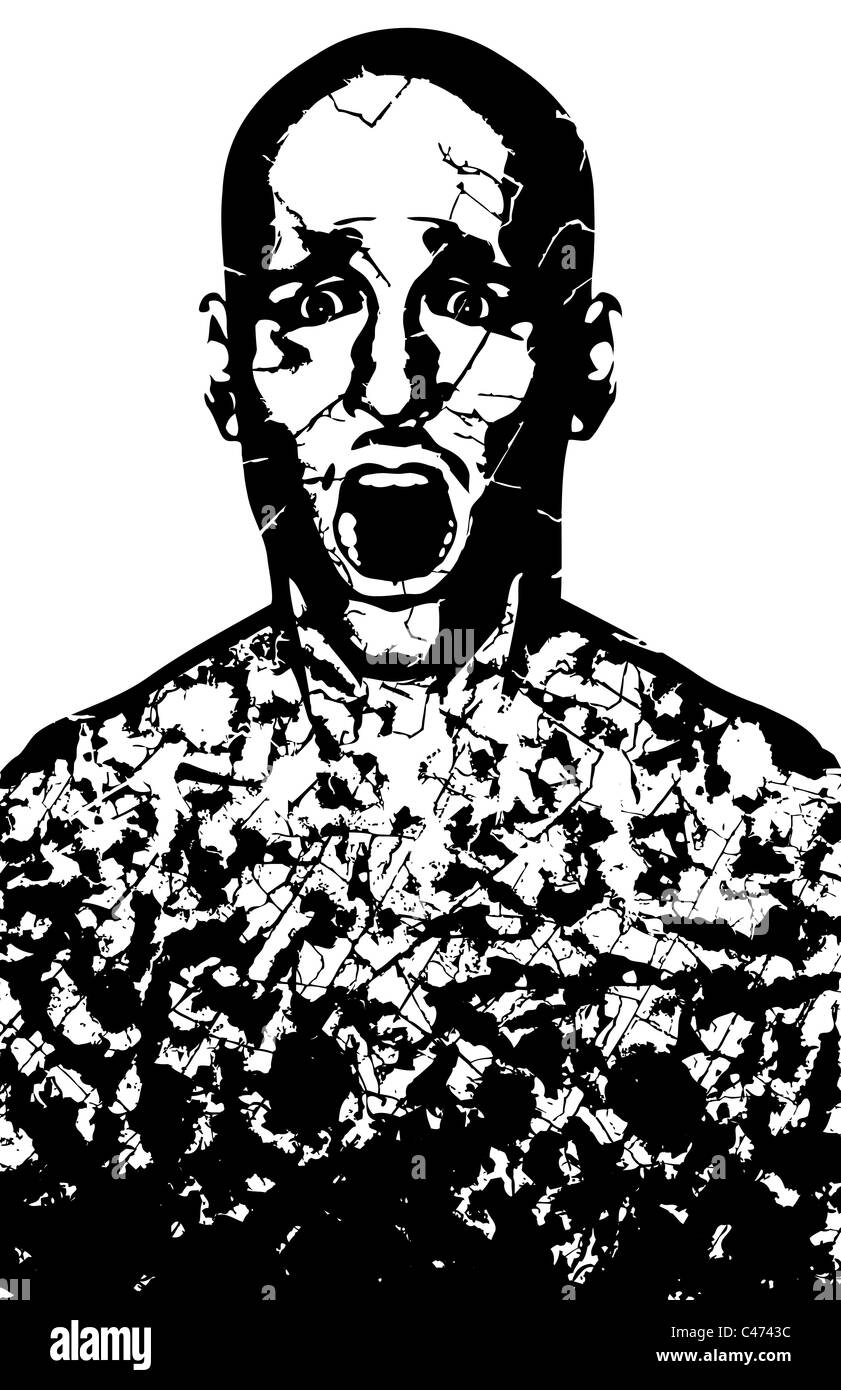 Illustration of a man breaking apart Stock Photo - Alamy