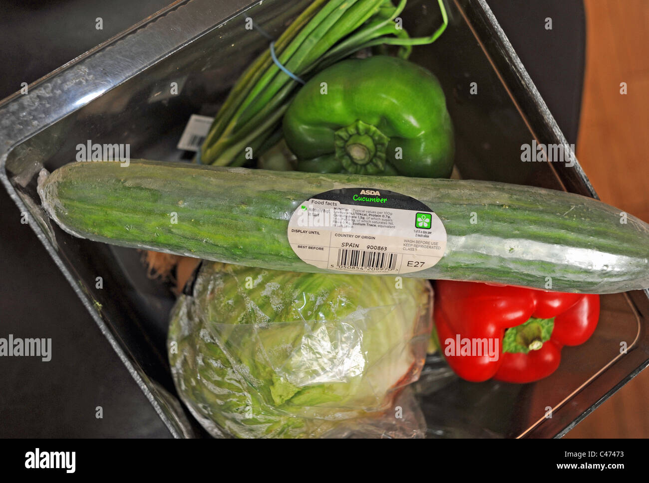 A cucumber originating from Spain bought from the Asda supermarket ...