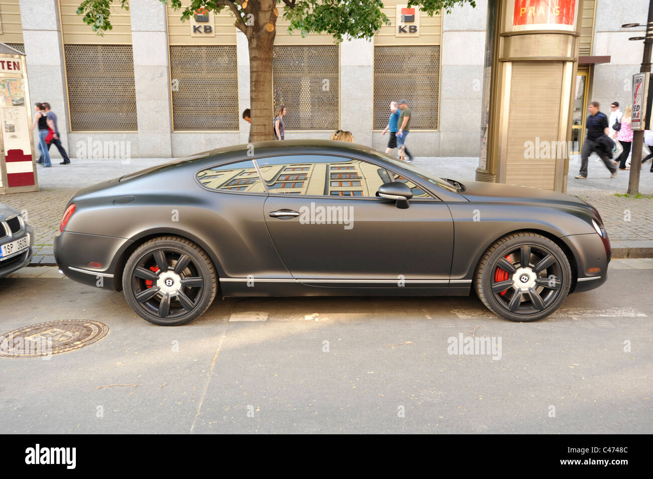Rare Bentley Continental in Matt Black on a street in Prague Czech ...
