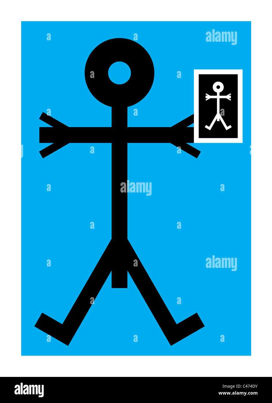 Illustration of man holding photograph of man Stock Photo - Alamy