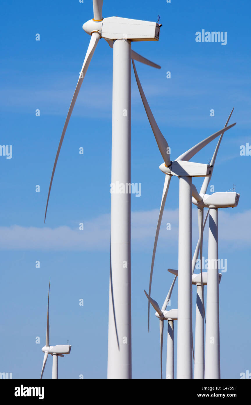 group of modern windmills for electric power production Stock Photo - Alamy