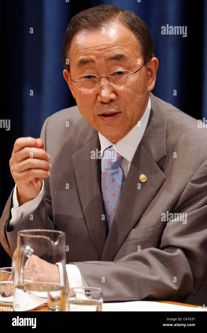 United Nations Secretary General Ban Ki-moon at a press conference at ...