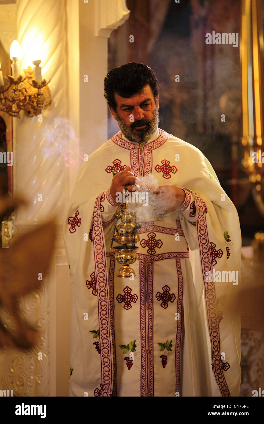 Greek priest in a church in Kefalos Kos Greece Stock Photo - Alamy
