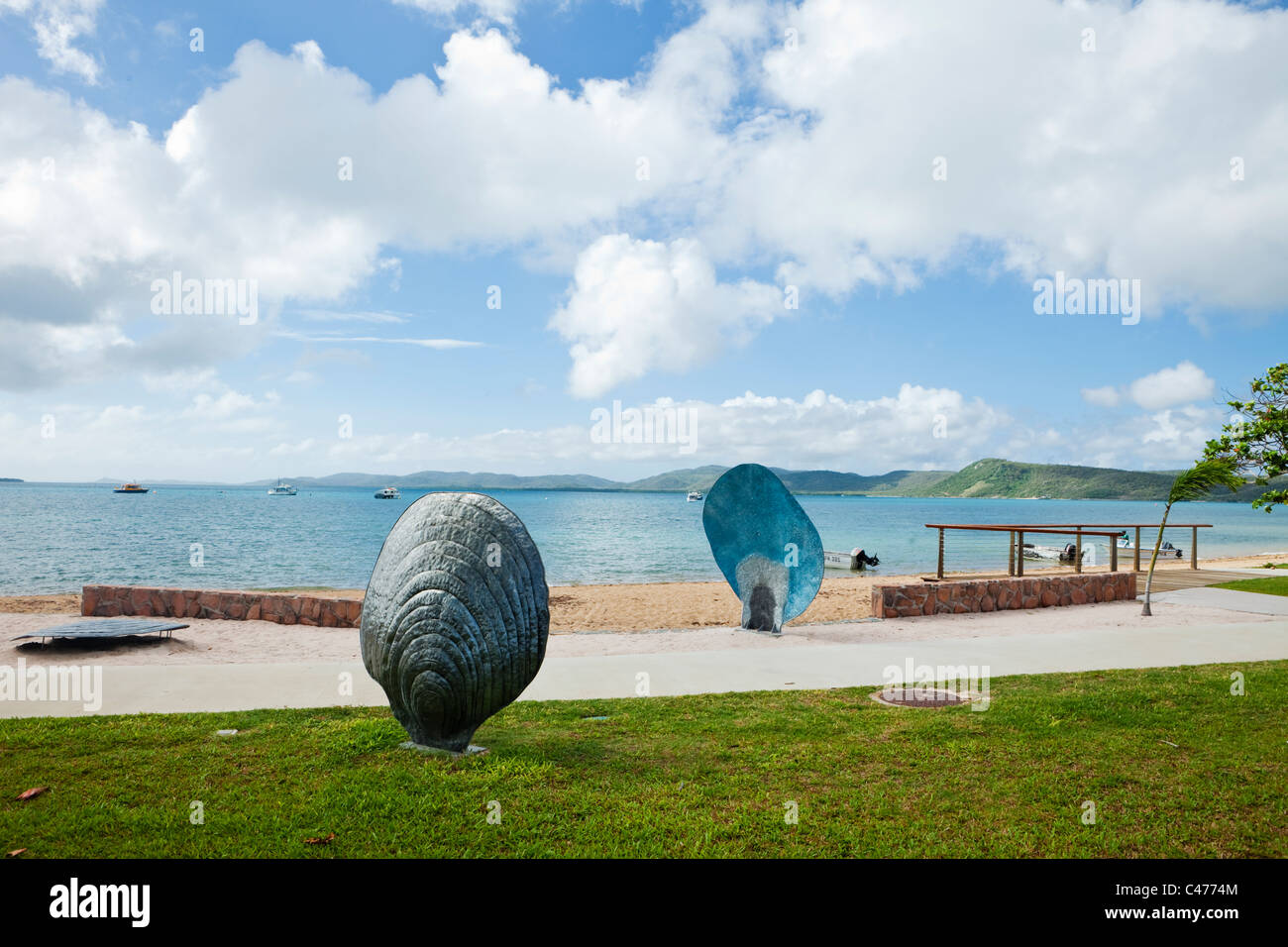 Pearl shell artworks on Victoria Parade foreshore. Thursday Island ...