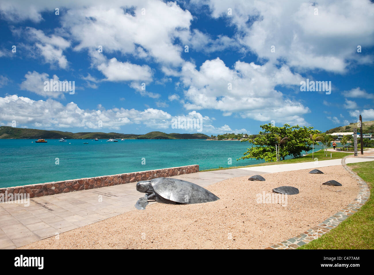 Sea turtle sculpture on the Victoria Parade foreshore. Thursday Island, Torres Strait Islands ...