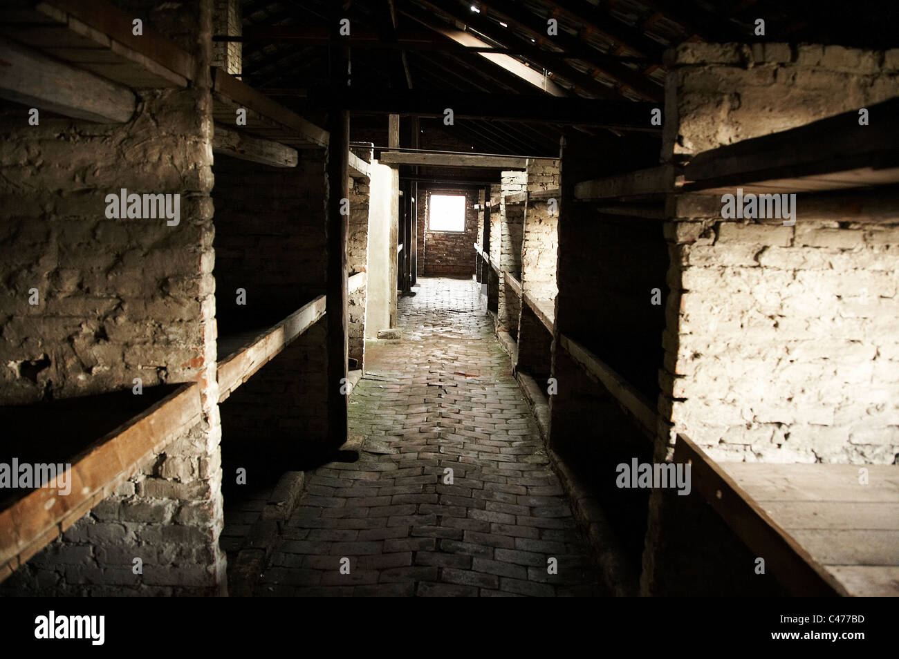 Inside prisoner barracks at Auschwitz-Birkenau Stock Photo - Alamy