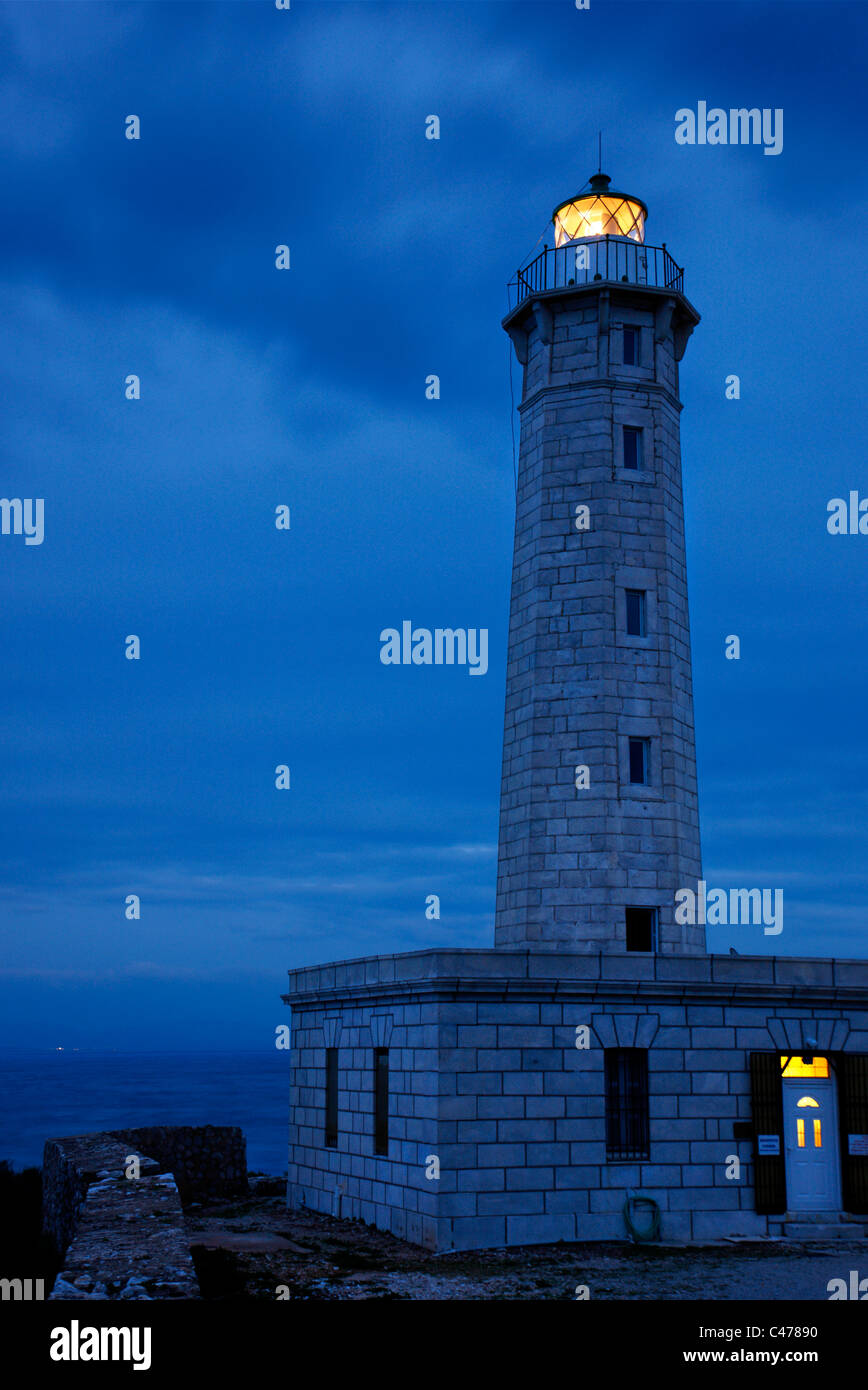 The lighthouse of Cranae island in Gytheio town, Mani region, Lakonia ...