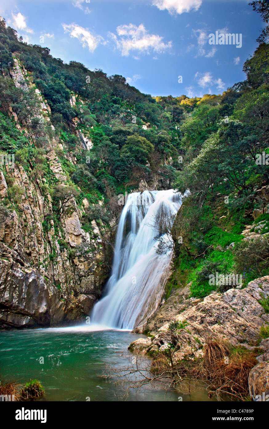 One many waterfalls polylimnio place hi-res stock photography and ...