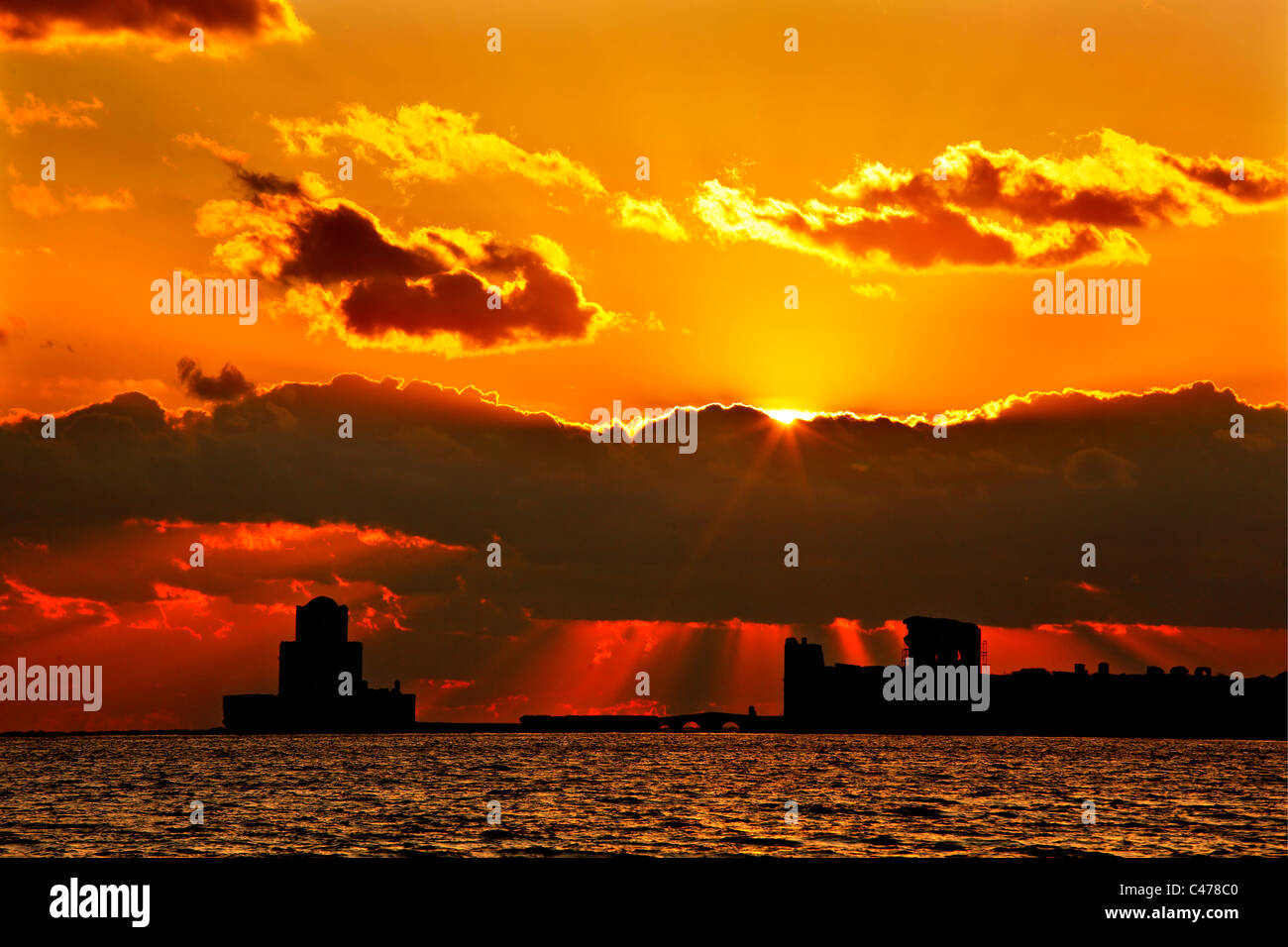 Greece, Messinia The Venetian castle of Methoni, and the Bourdzi (to ...