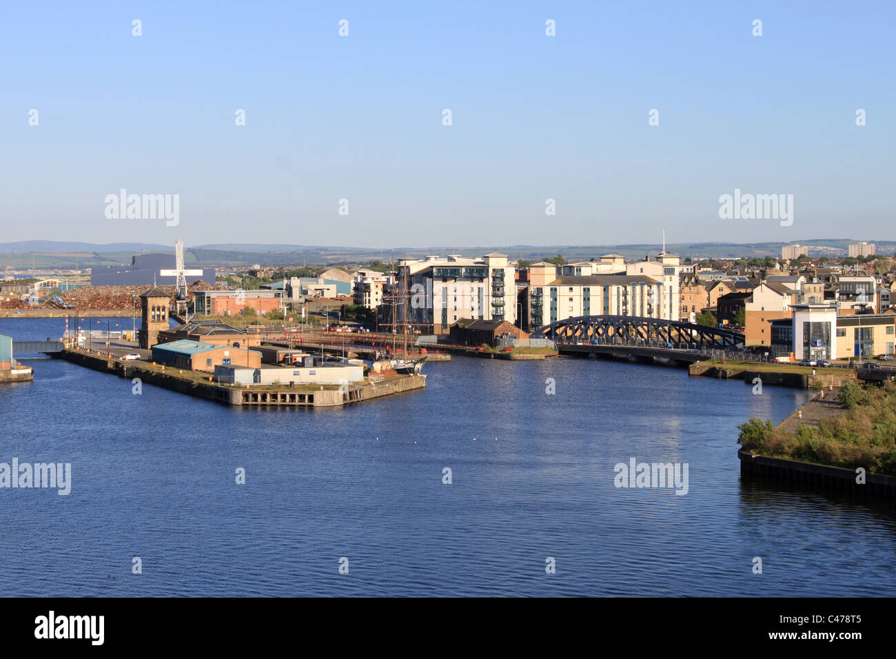 View into part of Leith docks from the top of the car park at Ocean ...