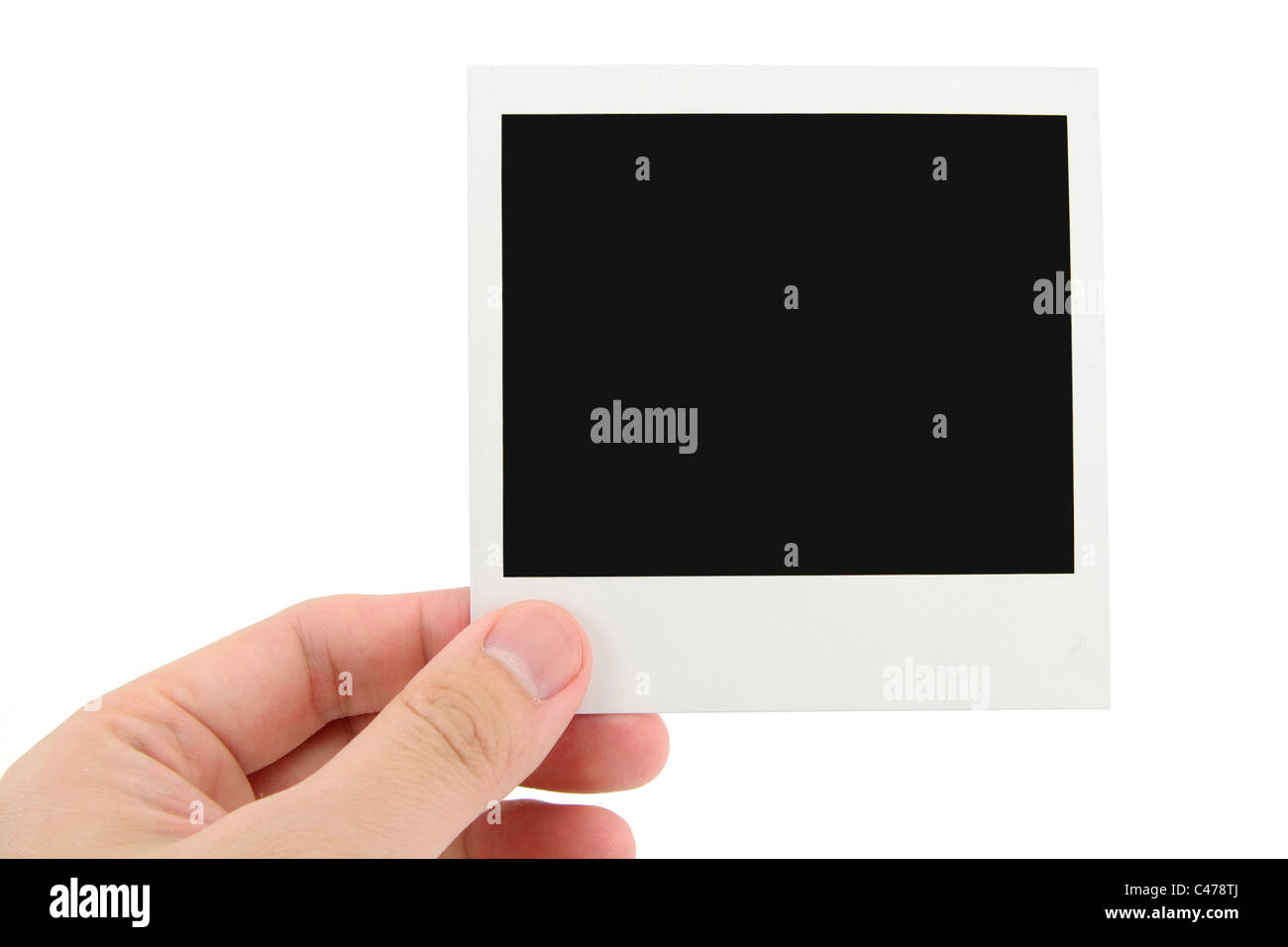 hand holding polaroid photo with white background Stock Photo - Alamy