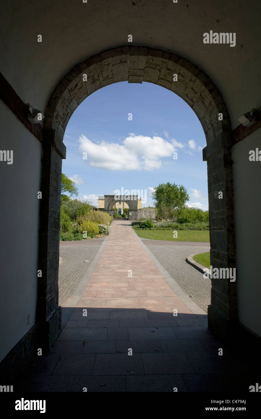 National botanic garden of Wales, archway in stable block towards ...