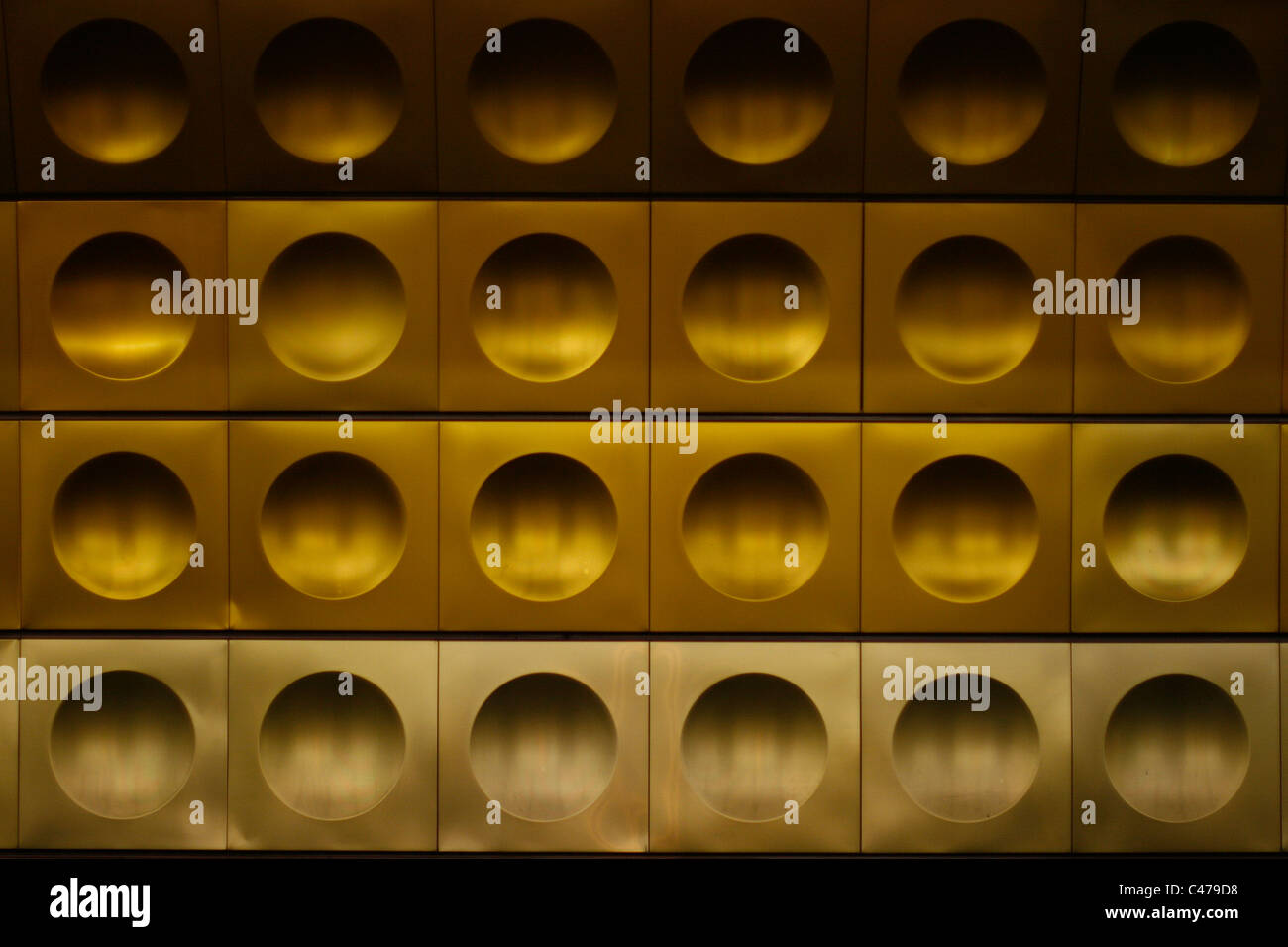 Architectural detail of the colored aluminum panels of the subway in ...
