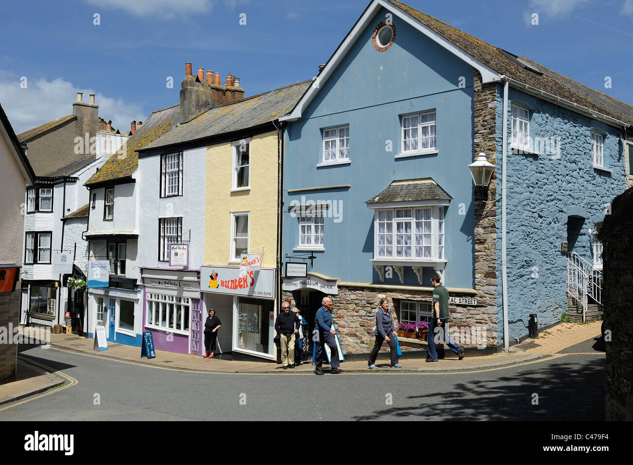 shops in anzac street dartmouth devon england uk Stock Photo - Alamy