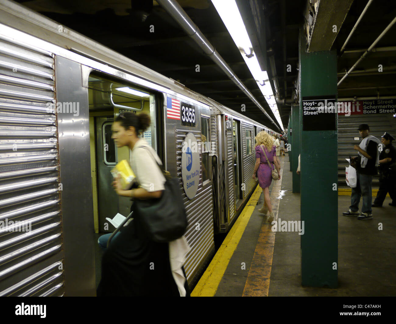 New York City Subway Train in Station Stock Photo - Alamy