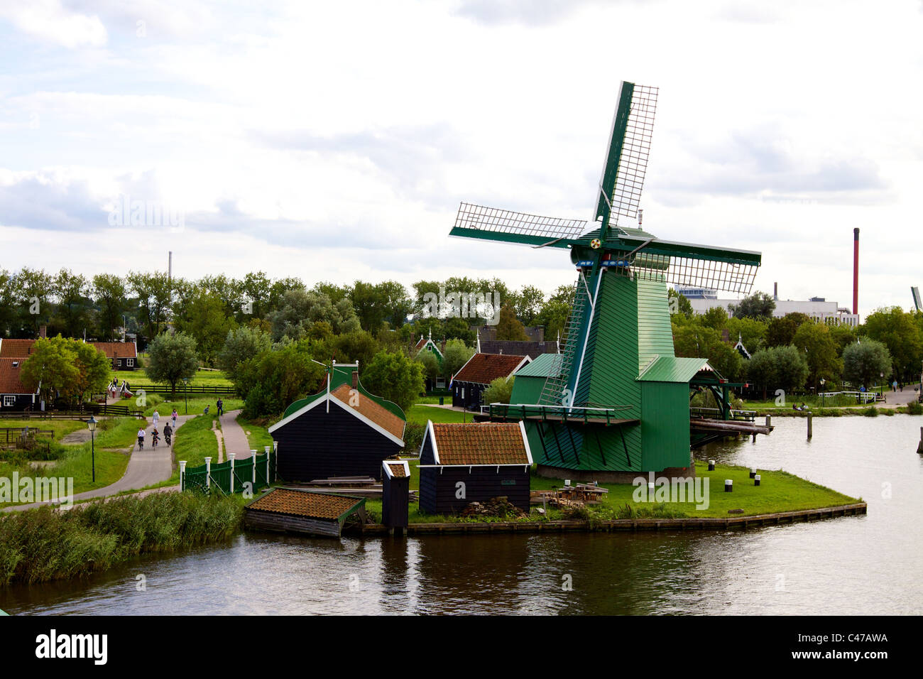 Windmills at Zaanse Schans, Zaandam, near Zaandijk, Zaanstad, the ...