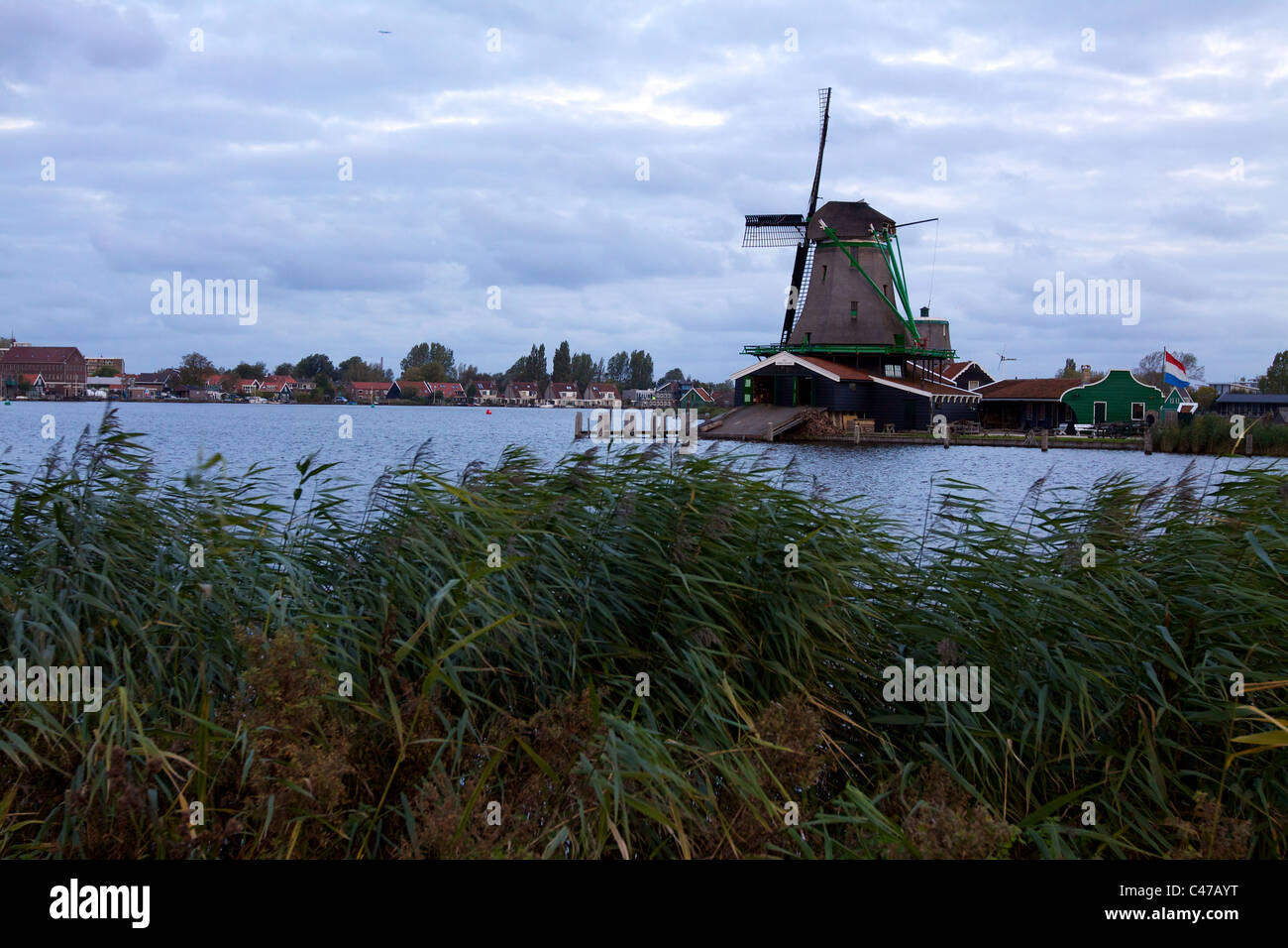 Windmills at Zaanse Schans, Zaandam, near Zaandijk, Zaanstad, the ...