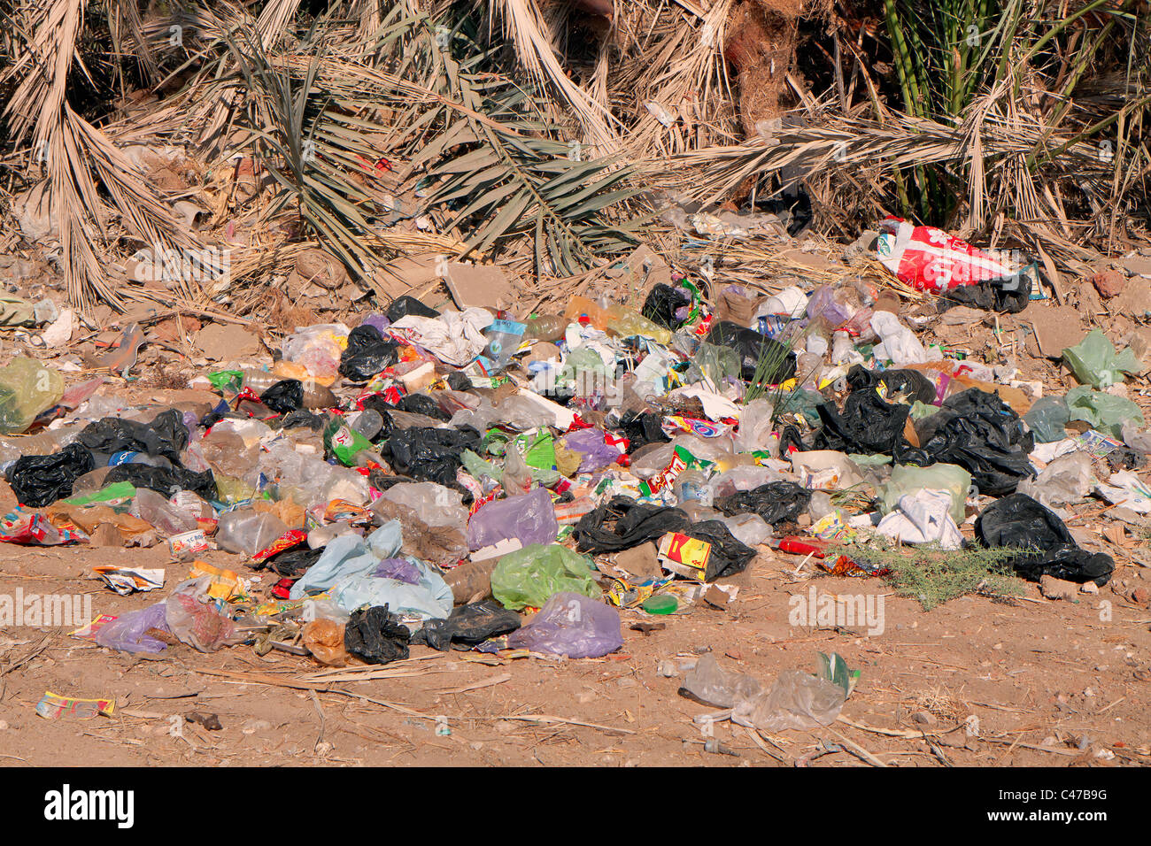 Small pile of rubbish on the raodside waiting for collection Stock ...