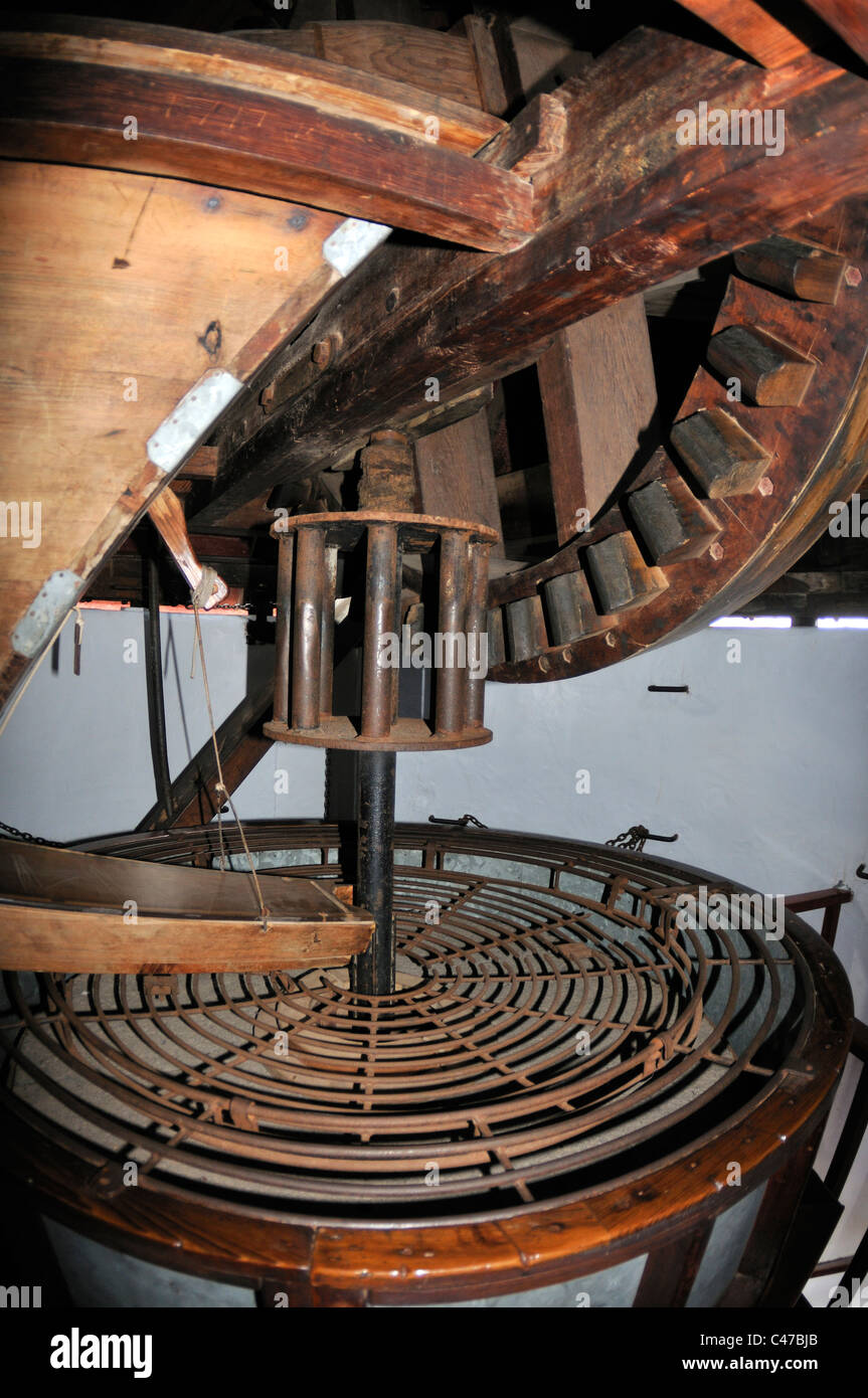 Wooden gears inside windmill Stock Photo - Alamy
